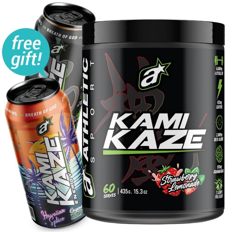 Athletic Sport Kamikaze Pre-Workout + 2 FREE Kamikaze RTD's